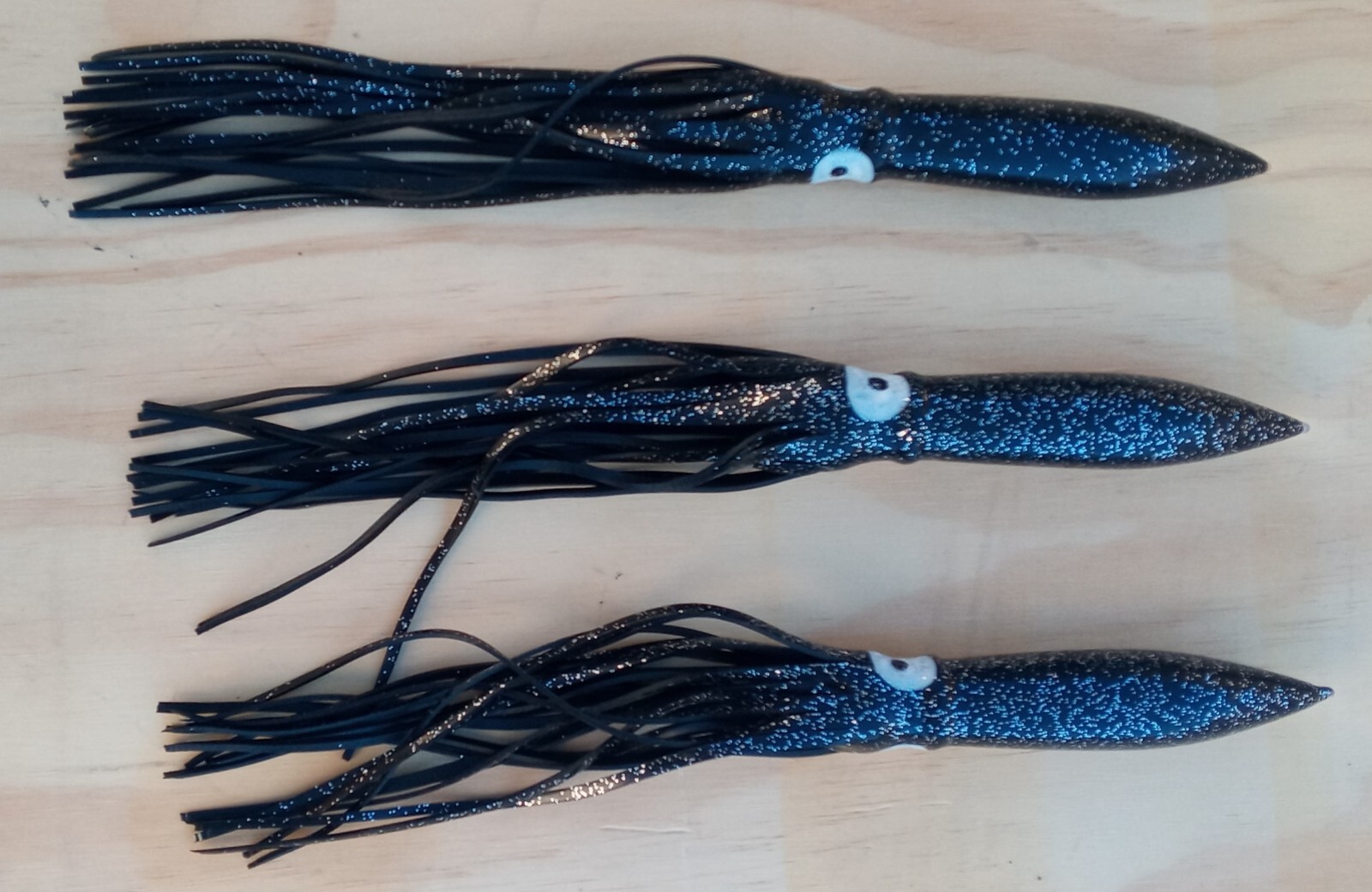 5 PACK 12" SHELL SQUIDS FOR SPREADER BARS TEASERS - BLACK SPARKLE | eBay