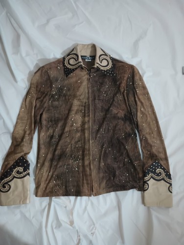 Women's Silver Mesa Show Shirt With Leather Appliqued Leather Collar ...