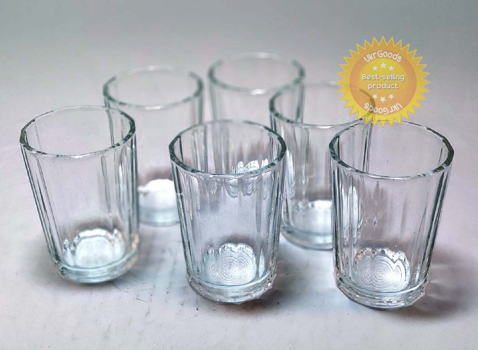 6 pcs Faceted 100 ml Stopka Stakan Glass Granenny Granchak Soviet USSR ...