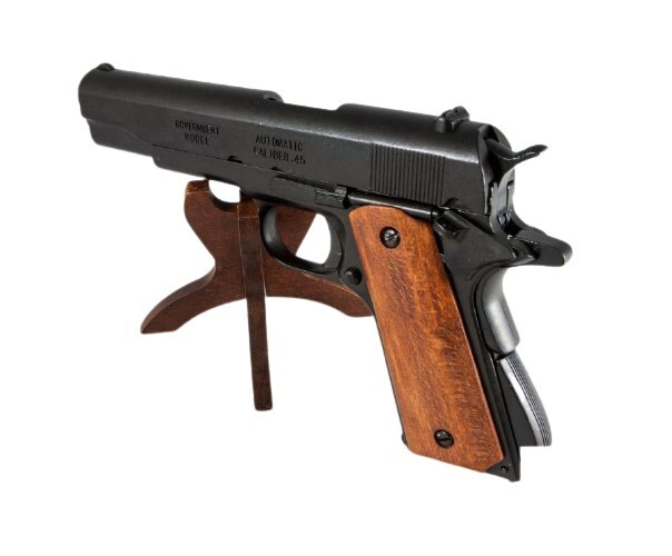 Denix 1911 A1 Non-Firing Replica Full Size Metal Gun Prop Dark Wood ...