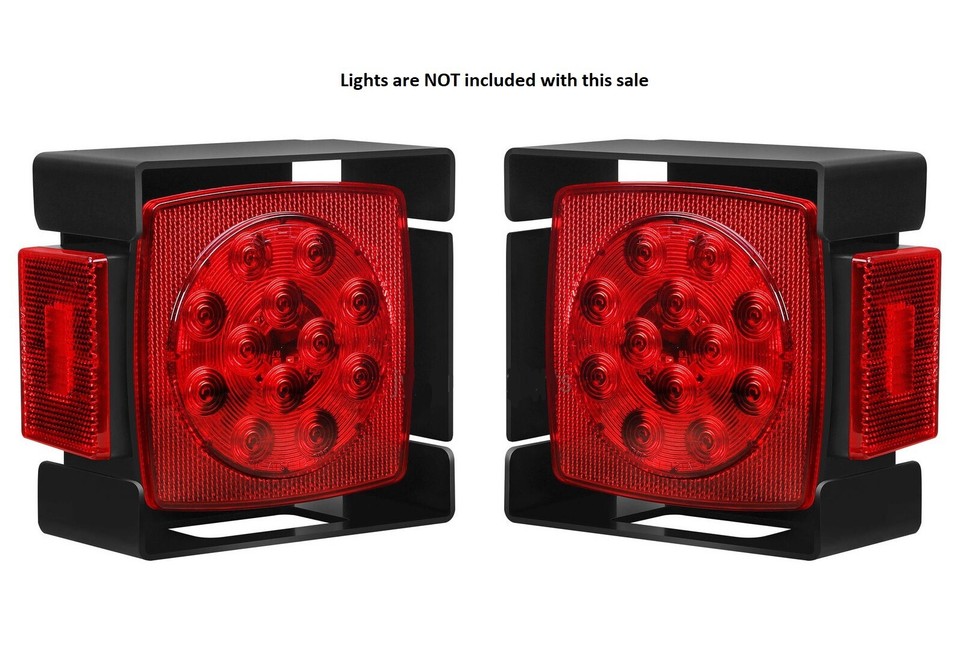 [SR] Steel Trailer Square Tail Lights Mounting Boxes Guard Cover Rear ...