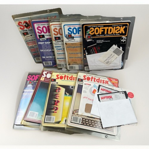 Lot VTG 1980s Softdisk Apple II Monthly Software 5.25” Floppy Disks 10 ...