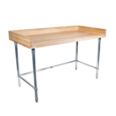 Hard Maple Bakers Top Table W/Galvanized Open Base, Oil Finish 72LX36W ...
