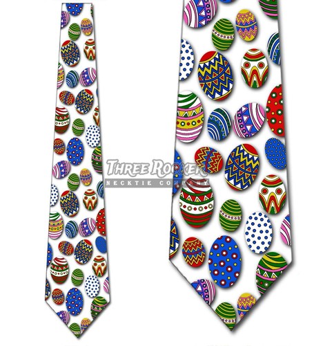 Easter Egg Ties Holiday White Necktie Mens Eggs Neck Tie NWT | eBay