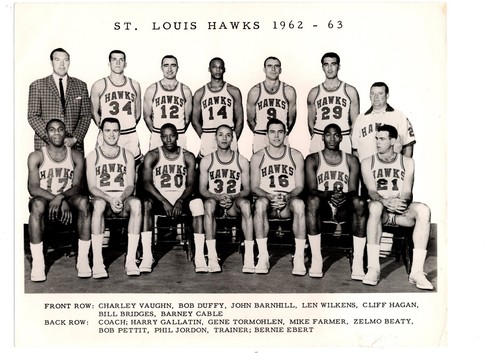 VINTAGE ORIGINAL 1962 1963 ST. LOUIS HAWKS 8X10 TEAM PHOTO PETTIT ...