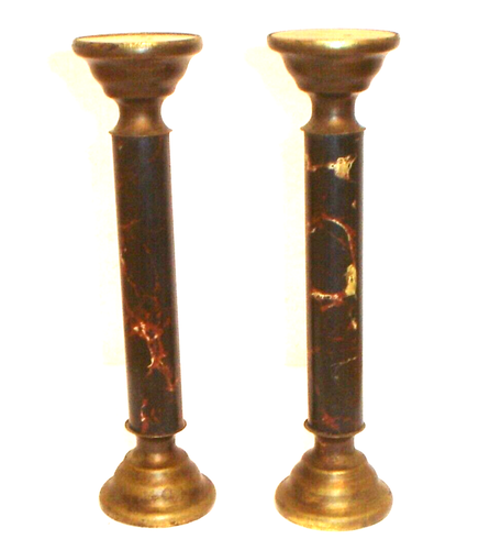 Antique Gilbert Colonia Ornate Faux Marble "Full" Mantel Clock Columns ...