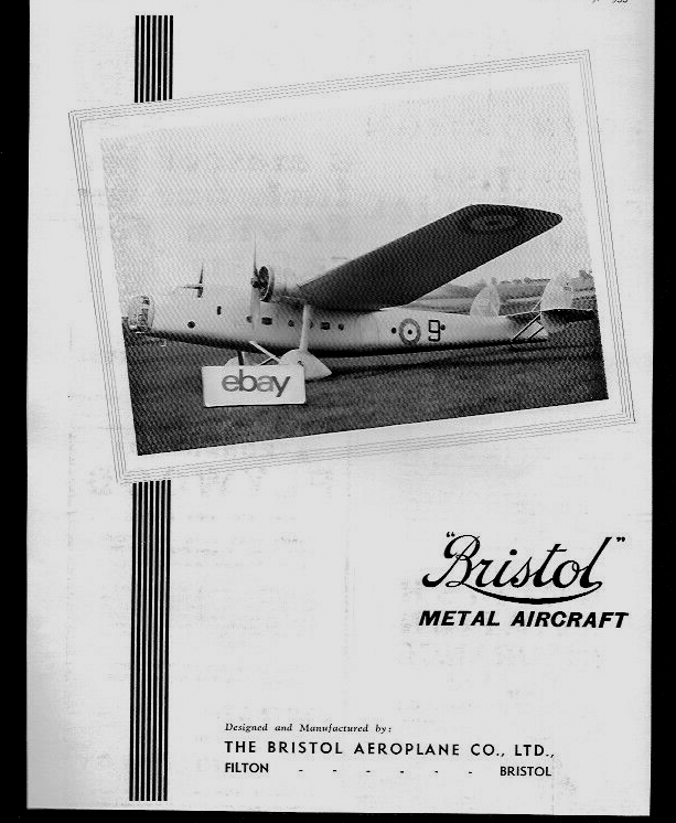 BRISTOL AEROPLANE CO LTD FILTON & BRISTOL 1935 METAL AIRCRAFT TWIN ...