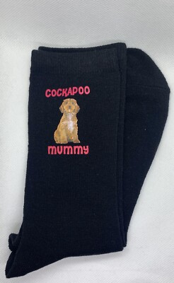 COCKAPOO MUMMY WOMENS PRINTED BLACK SOCKS BIRTHDAY MUM MOTHERS DAY ...