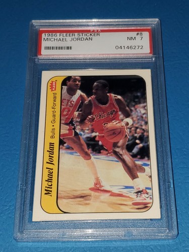 1986 Fleer Michael Jordan Rookie Sticker #8 PSA 7 NM RC With (PERFECT ...