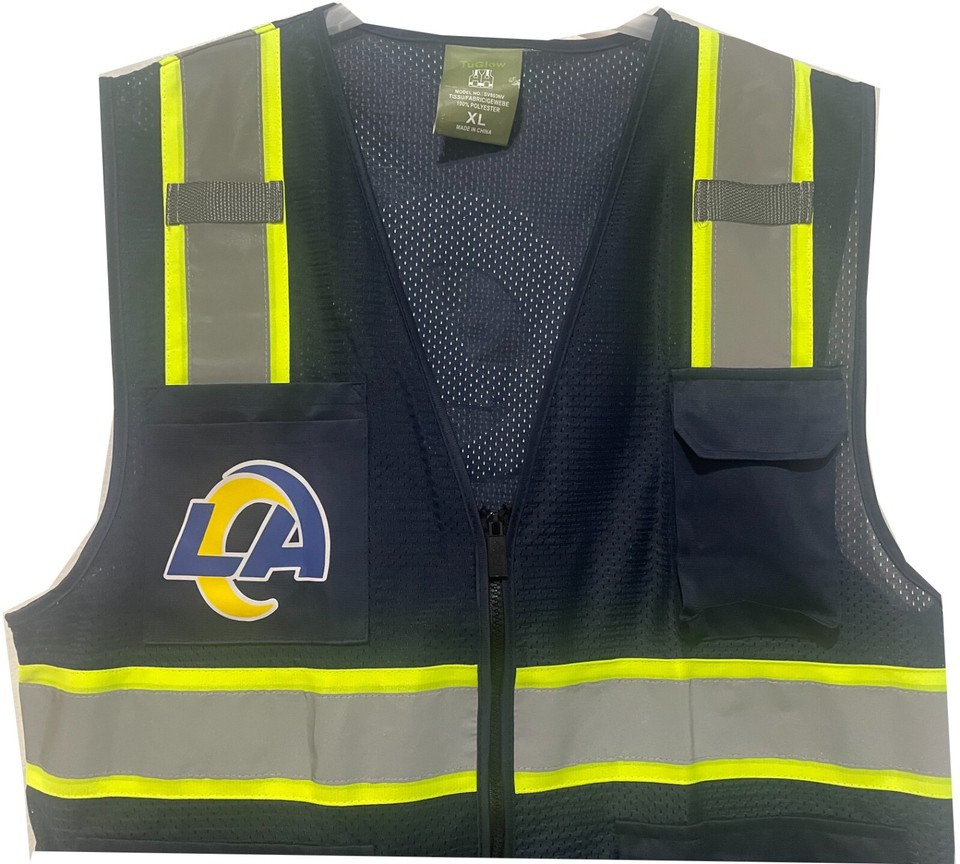 🏈🦺LOS ANGELES RAMS SAFETY WORK VEST PPE W/REFLECTIVE LOGO SIZE M/L/XL ...