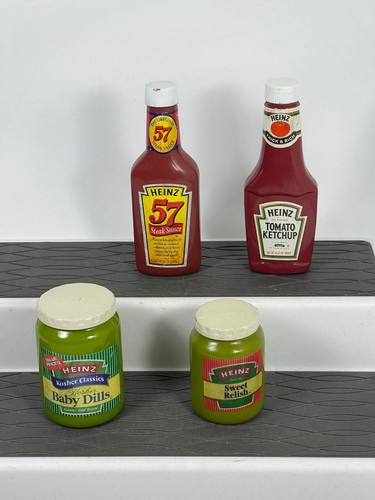Lot of 4 vtg HEINZ play food 2-4” ketchup pickles relish steak sauce | eBay