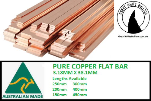 Copper Flat Bar - 500mm 300mm 250mm150mm - 3.18mm Thick 38.1mm Wide 1 ...