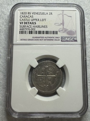 1820 Venezuela 2 Reales Caracas Castle Coin 2R - Certified NGC VF ...