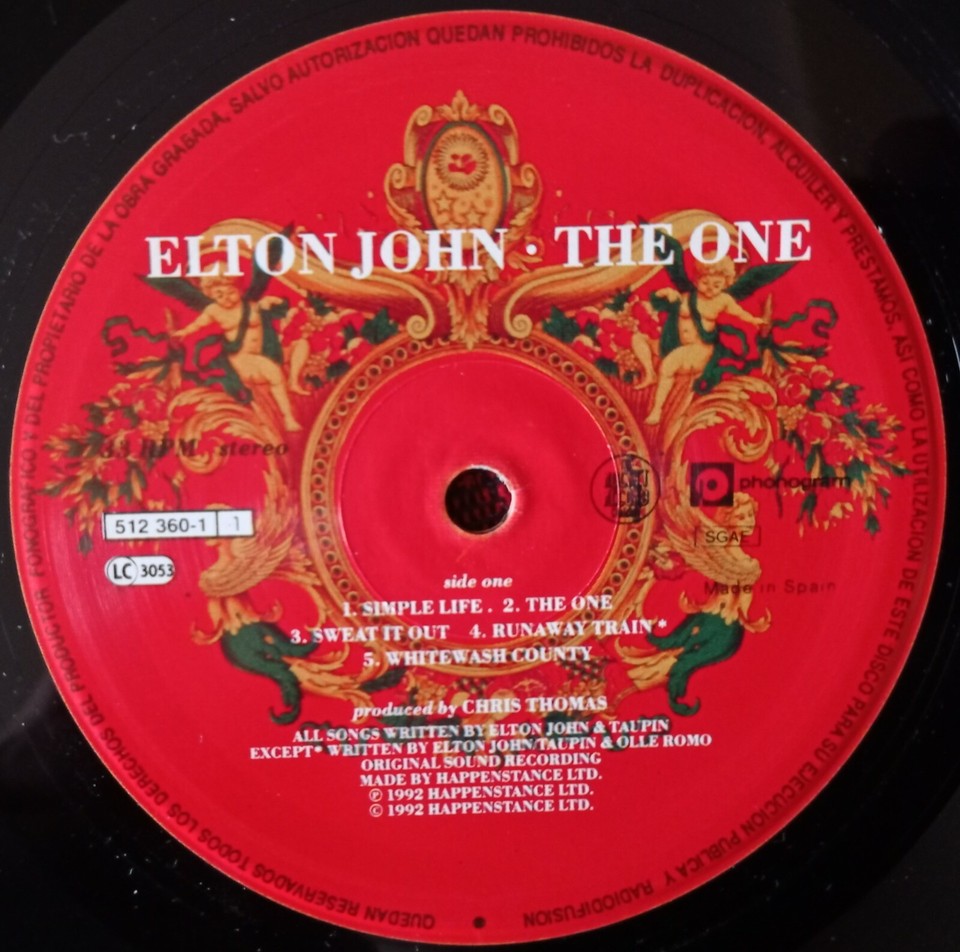 ELTON JOHN ** The One ** ORIGINAL 1992 SPAIN LP w/ INSERT | eBay