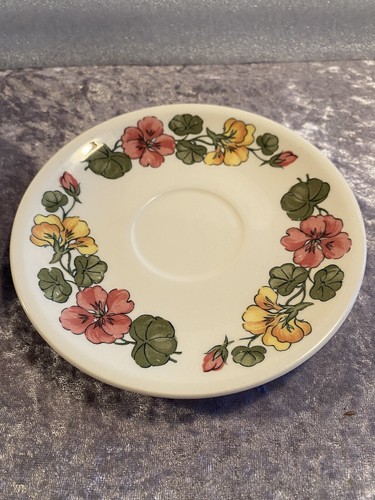 (4) Paden City Pottery Shenandoah Ware 6 Saucer Pink/Yellow Nasturtiums ...