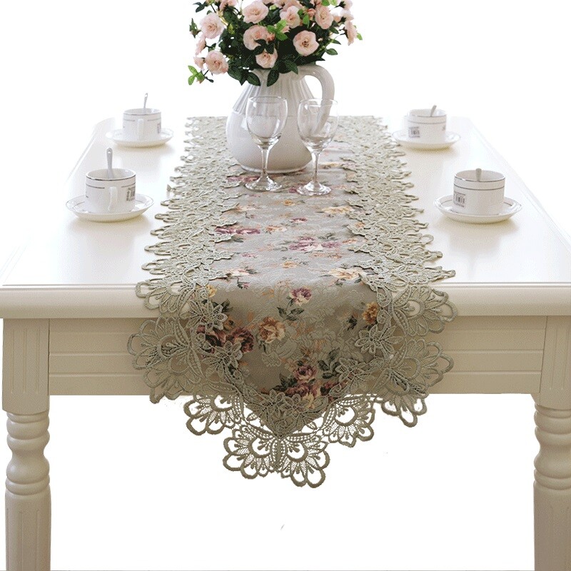 Floral Embroidery Tablecloth Table Runner Cover Mat European Style ...