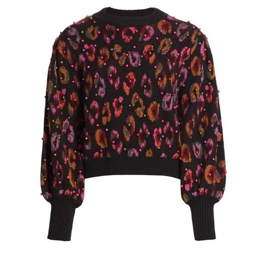 Farm Rio Women’s Beaded Leopard Pattern Sweater - Size Small | eBay