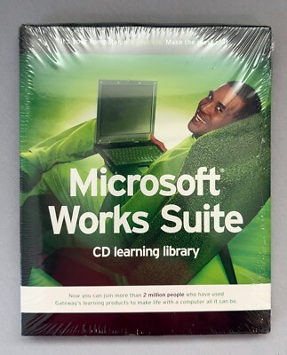 Microsoft Works Suite 2002 CD Learning Library New Unsealed Gateway ...