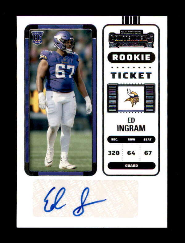 ED INGRAM 2022 PANINI CONTENDERS VIKINGS ROOKIE TICKET AUTOGRAPH AUTO ...