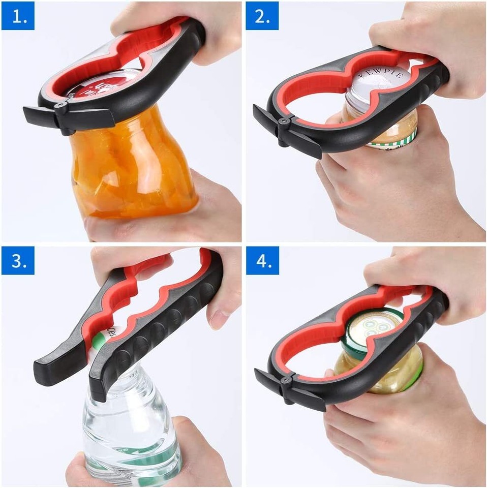 4 in 1 Handy Jar Bottle Can Opener Assort Twist Tool Easy Grip for ...