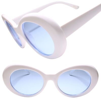 Elevate Your Style With Clout Goggles - Oval White Frame & Blue Lens | eBay