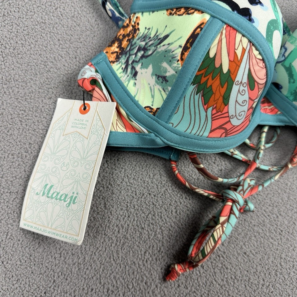 New Maaji Strappy Underwire Bikini Top Size S NWT Colorblock Multicolor ...