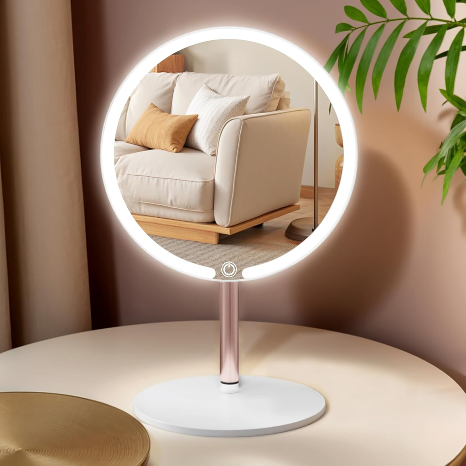 Makeup Mirror with Lights, 4K Ultra-Clear Reflection, Long-Press ...