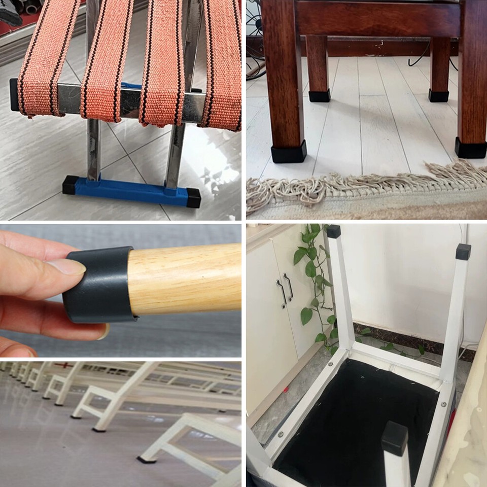 Round PVC Rubber Chair Feet Cap Table Leg End Caps Anti Scratch Floor ...