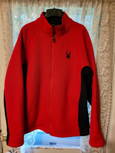 Men's Spyder XL heavy duty full zip red and black sweater | eBay