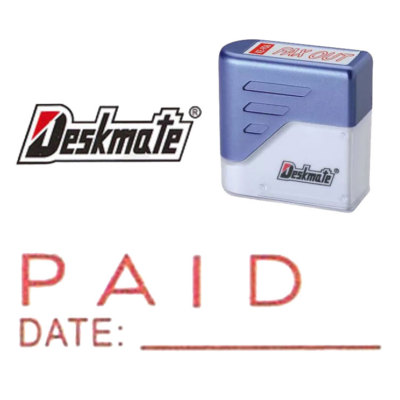 { PAID DATE: } Deskmate Red Pre-Inked Self-Inking Rubber Stamp #KE-P09 ...