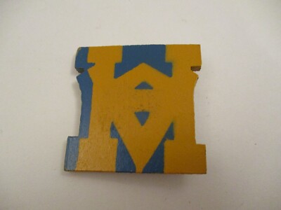 Vintage Painted Wood University of Michigan U of M Pin Brooch Blue ...