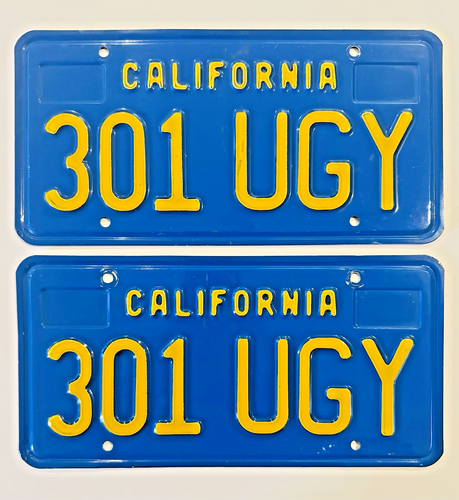 1970's Blue California License plates DMV Clear YOM # 301 UGY | eBay
