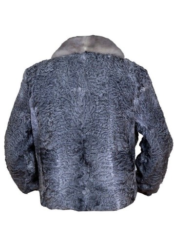 Men's Real Gray KARAKUL ASTRAKHAN Persian Lamb FUR Big tall Coat mink ...
