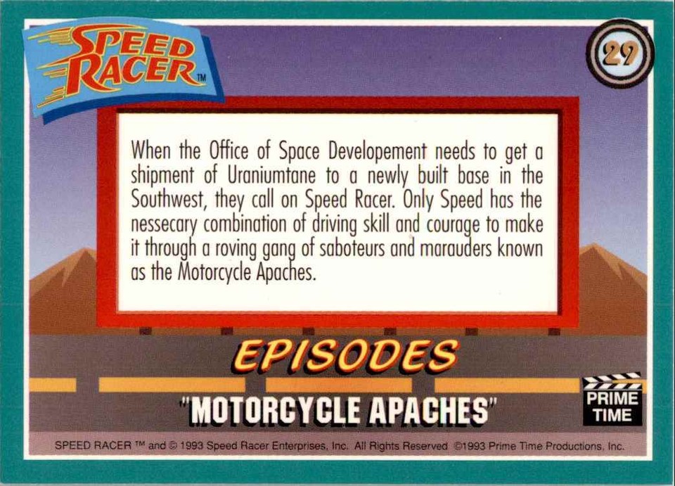 1993 Speed Racer MOTORCYCLE APACHES . #29 | eBay
