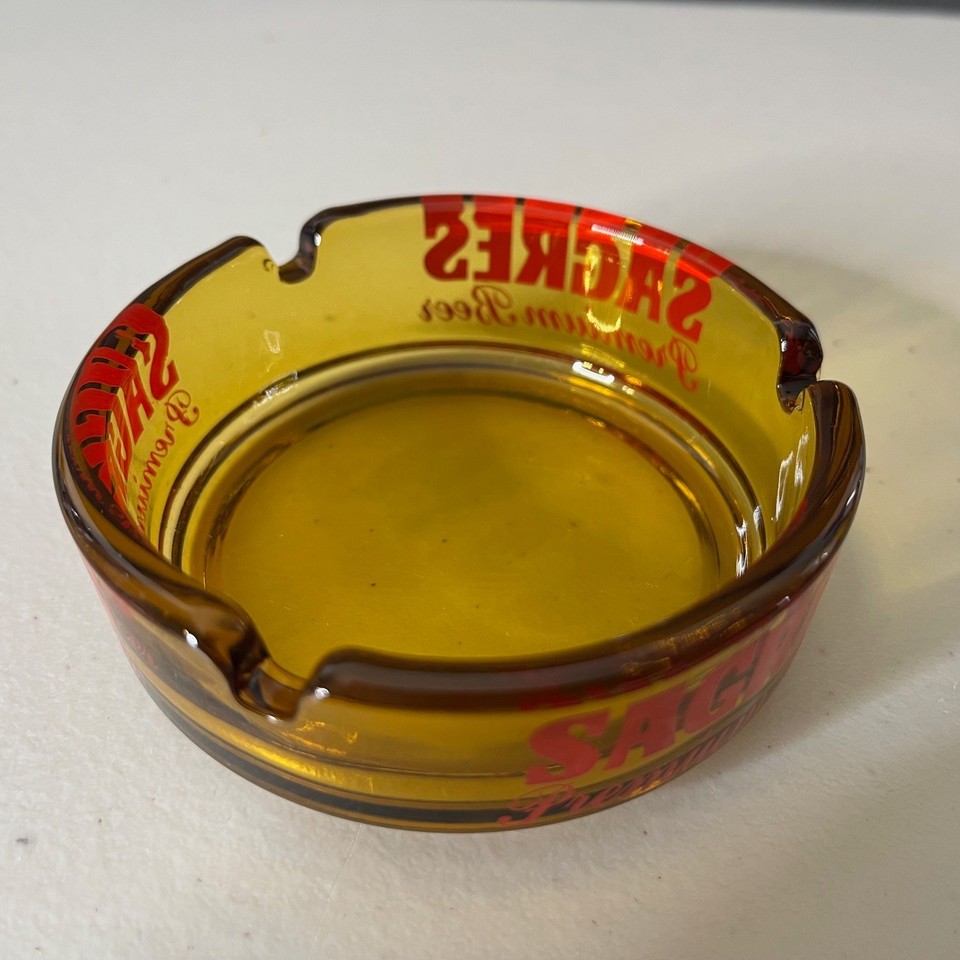 SAGRES BEER ADVERTISING GLASS HONEY AMBER TABLE ASHTRAY NICE! | eBay