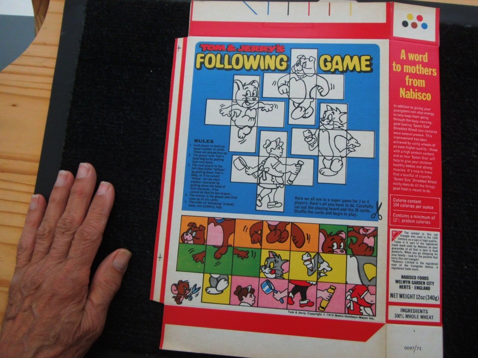 ONE EMPTY CEREAL PACKET SPOON SIZE SHREDDED WHEAT WITH TOM AND JERRY ...