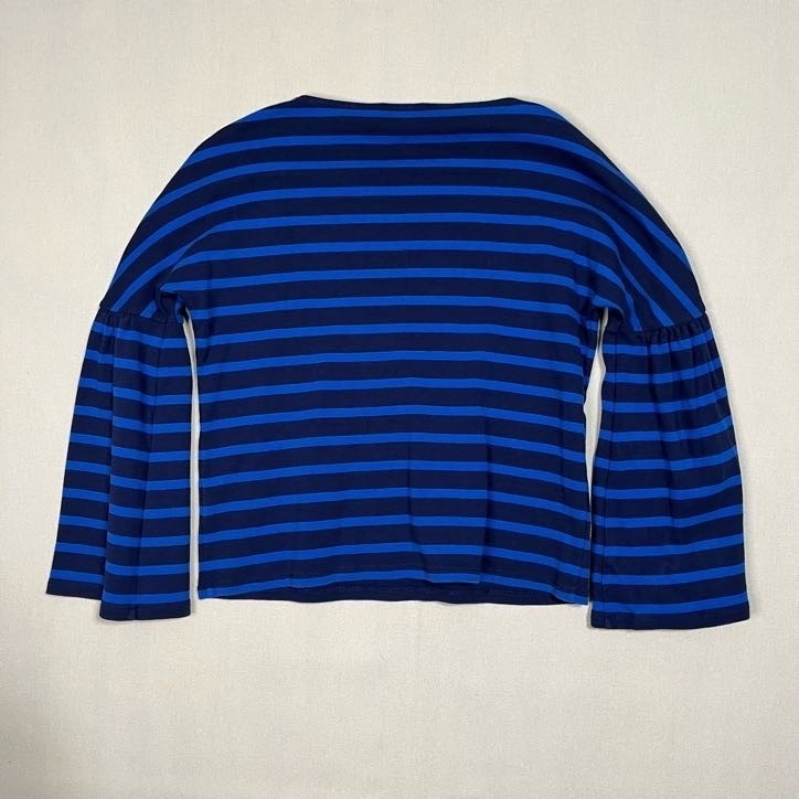 J. Crew Women's Black Blue Stripe Bell Sleeve Stripe Top - Size XXS ...