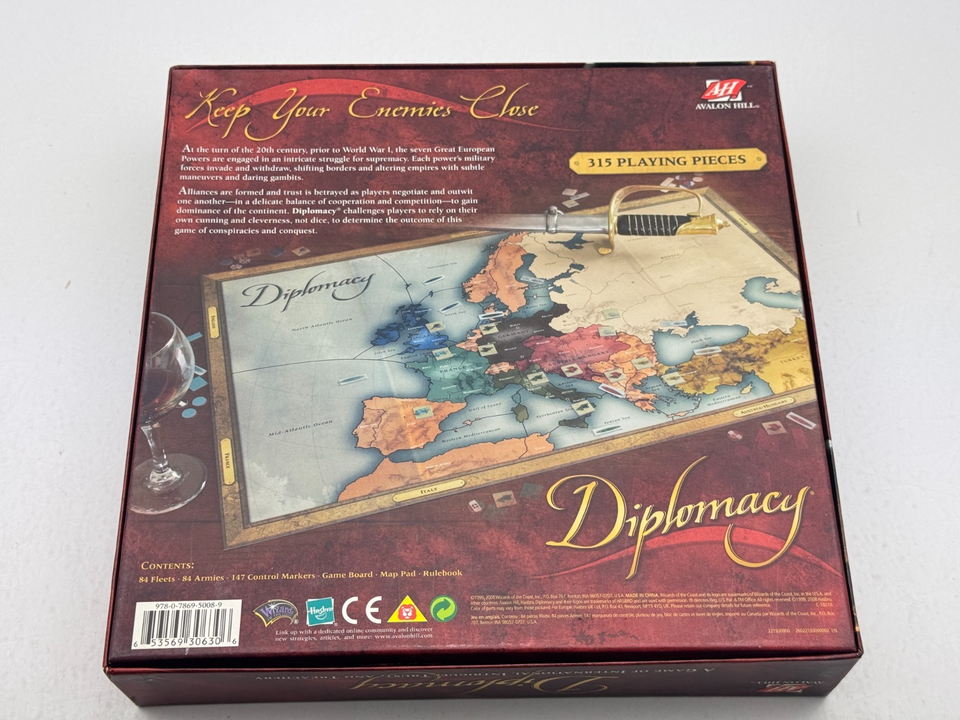 Avalon Hill 2008 Hasbro Diplomacy Board Game 50th Anniversary ...