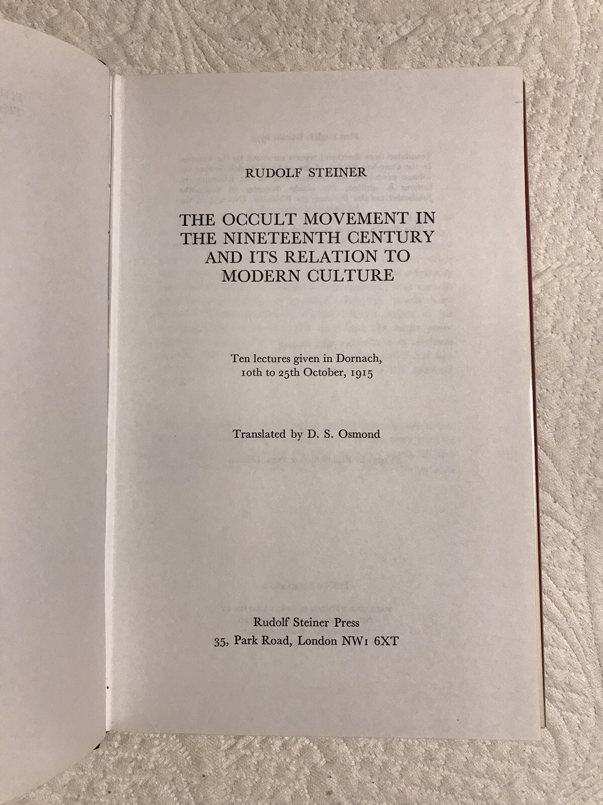 The Occult Movement in the Nineteenth Century Rudolf Steiner Hardcover ...