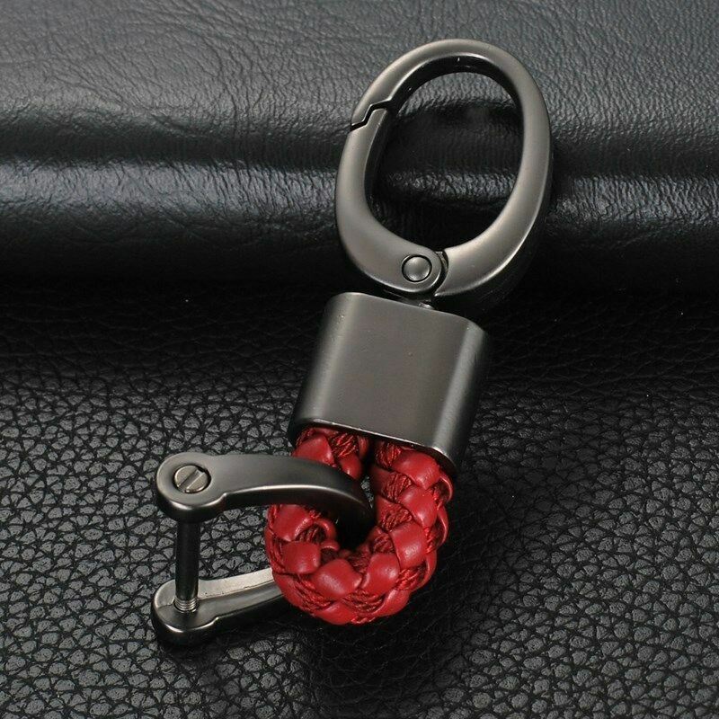 Red Braided Leather Strap Key Chain Gun Ring Key Fob Keychain for All ...