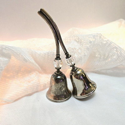 Vintage Double Bells-Hand Held, Silver-Plated with Crystals w/Fused ...