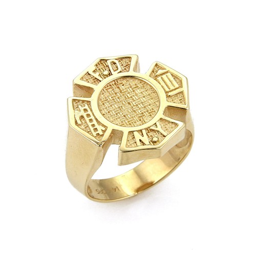 New York Firefighter Textured Design 14k Yellow Gold Ring - Size 10 | eBay