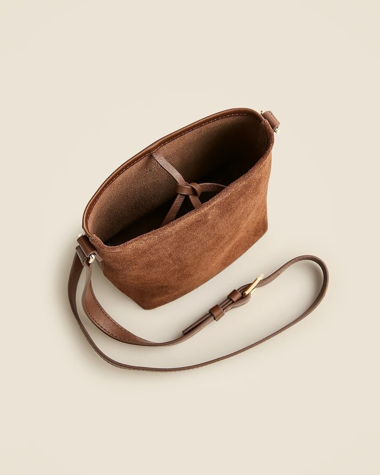 J.Crew Small Berkeley Crossbody Mini Bucket Bag in Black Suede and ...