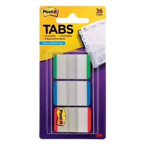 Post-It Sticky Filing Tabs Durable Writable 3-color 36 Tabs 1x1.5 ...