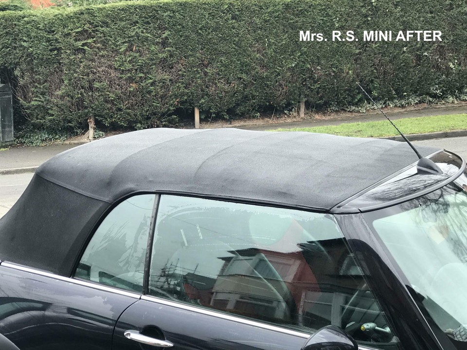 MINI CABRIOLET CAR SOFT TOP, MOHAIR FABRIC ROOF CLEANER - STAINS, MOULD ...