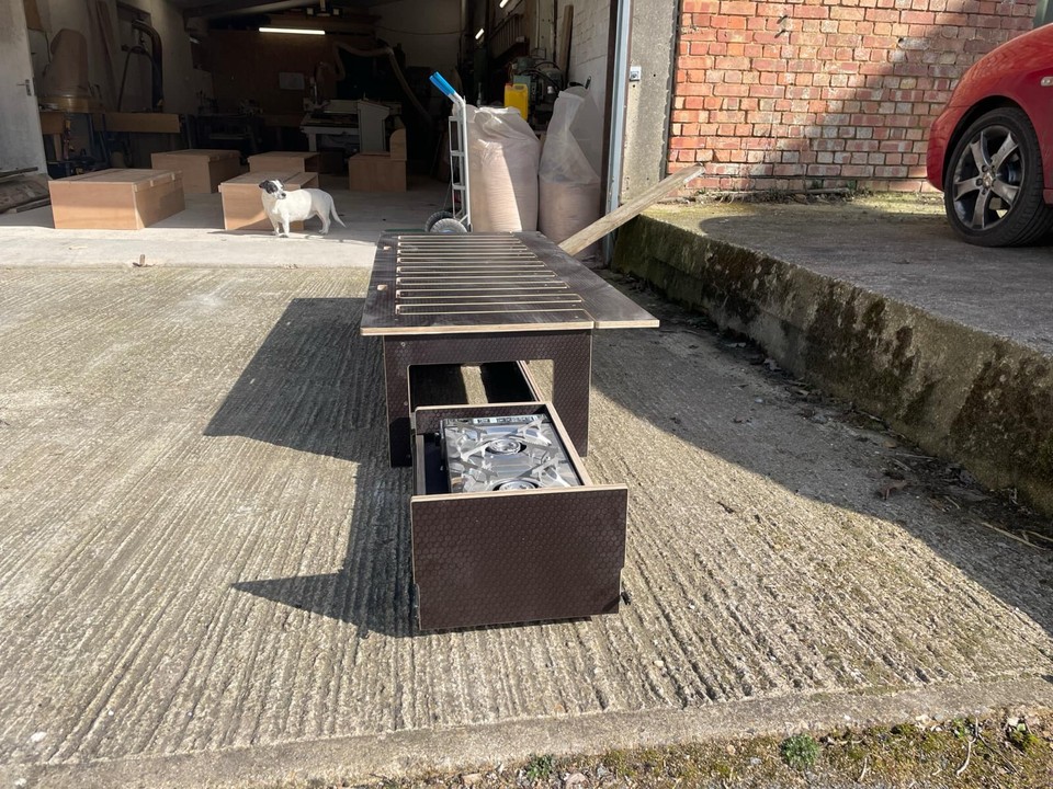 Buffalo Board camper bed, buffalo board, draw for double stove, opens ...