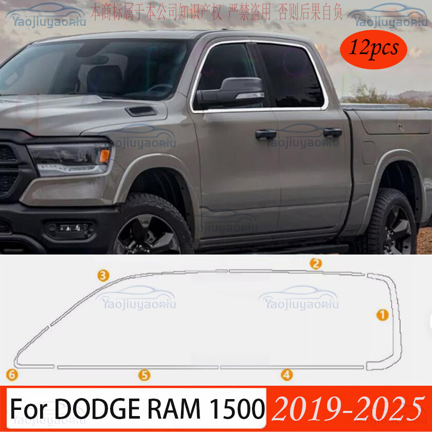 For DODGE RAM1500 2019-2025 Chrome silver Window Molding Trim Frame ...