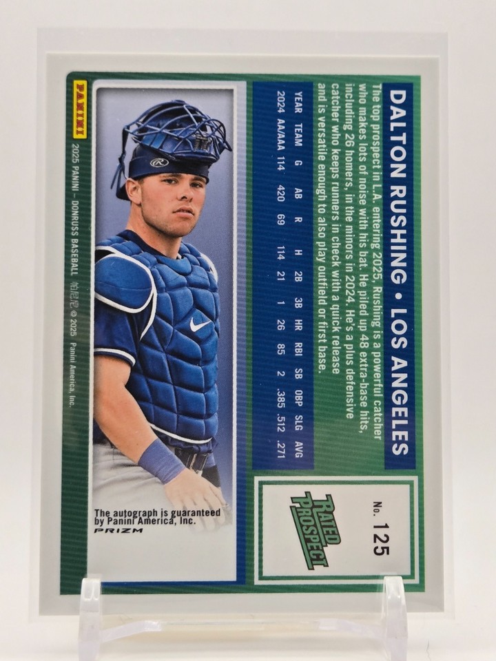 DALTON RUSHING 2025 Donruss SILVER Optic Rated Prospect Autograph ...