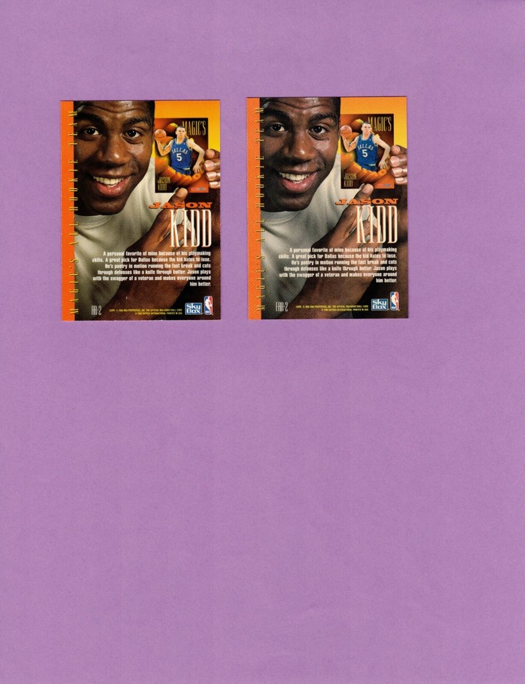 1994-95 Hoops "Magic's All-Rookies" #AR-2 Jason Kidd & #FAR-2 Jason ...