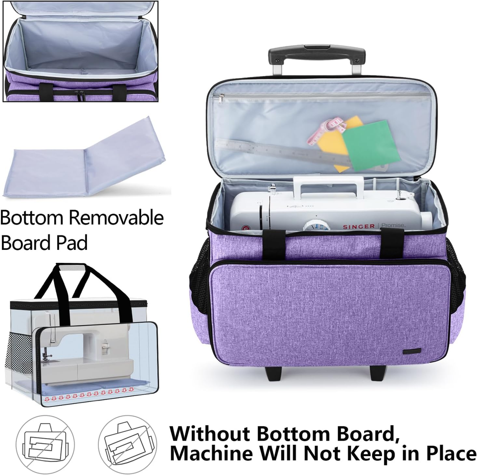Detachable Rolling Sewing Machine Carrying Case, Trolley Tote Bag with ...
